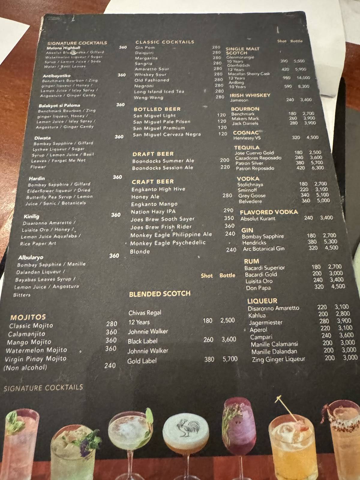 Menu at Locavore Eastwood restaurant, Quezon City