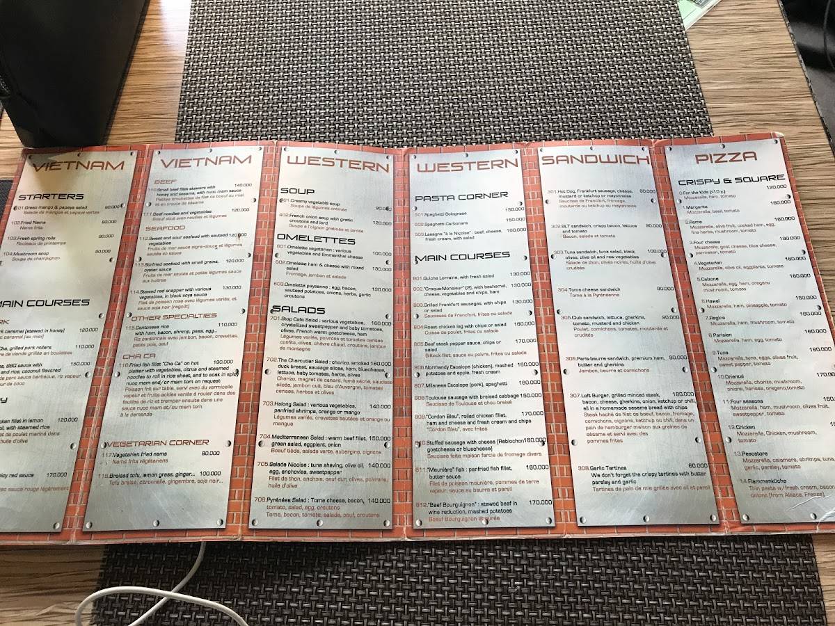 Menu at Loft Stop Cafe, Hanoi