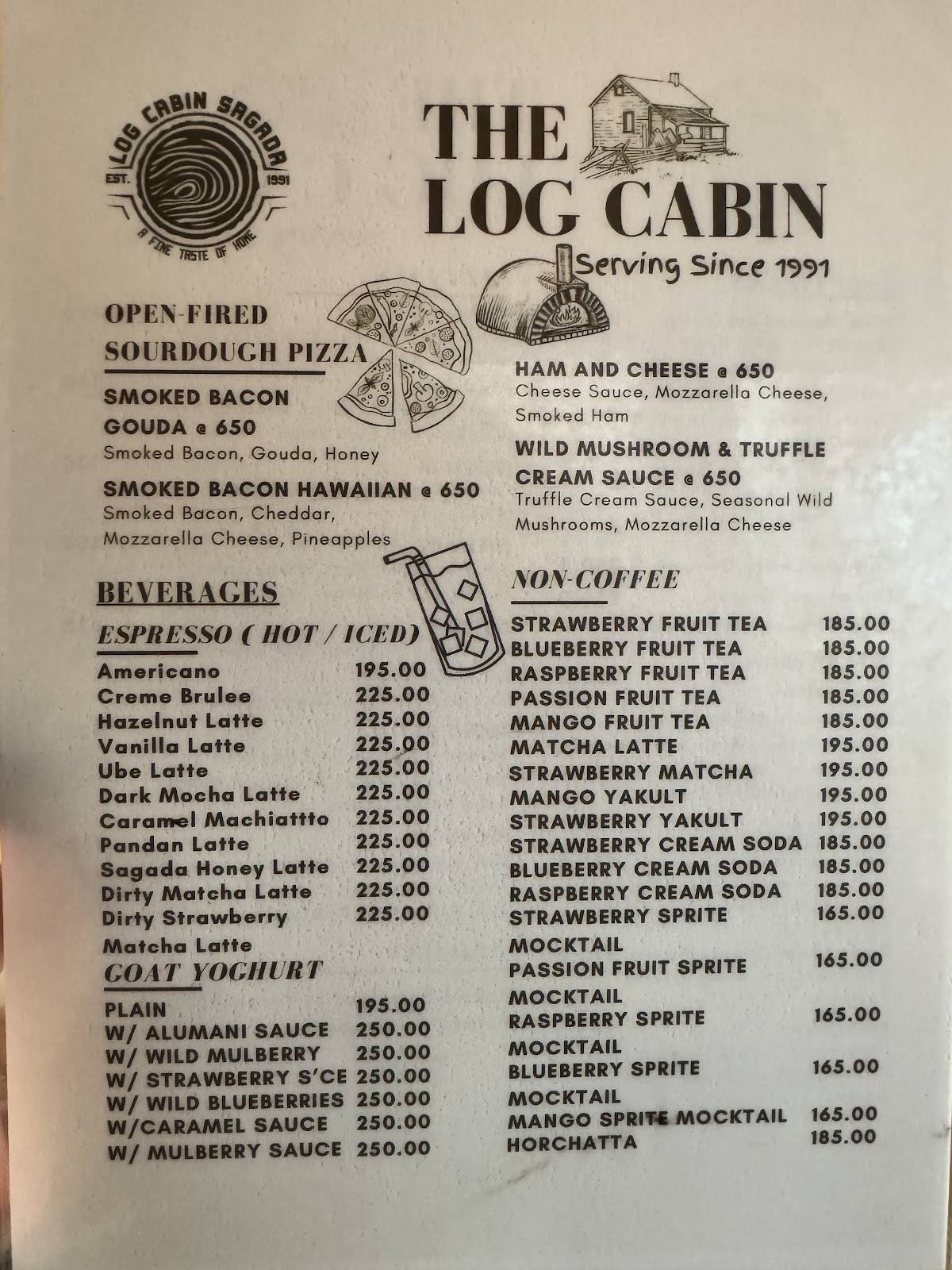 Menu at Log Cabin Sagada restaurant, Sagada, Sagada - Besao Rd