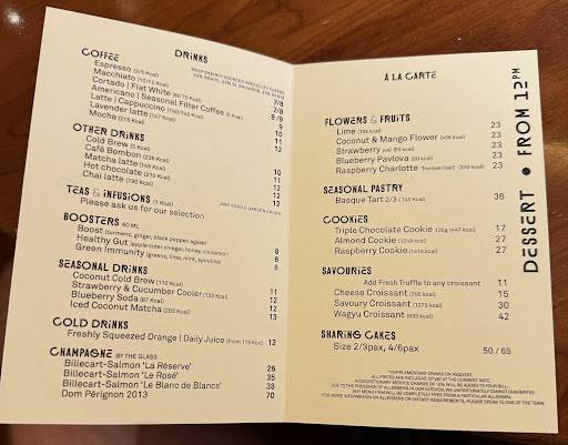 Menu at Cedric Grolet at The Berkeley pub & bar, London