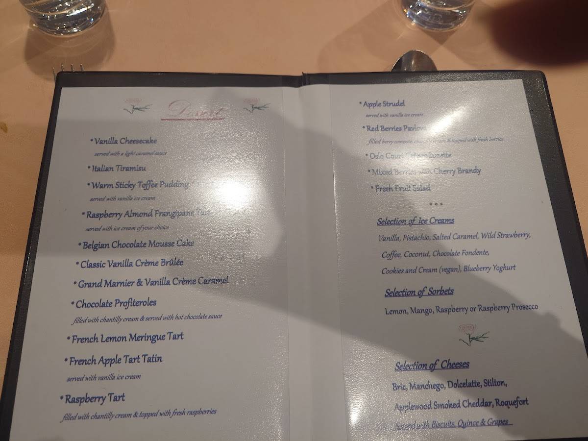 Menu at Oslo Court Restaurant, London