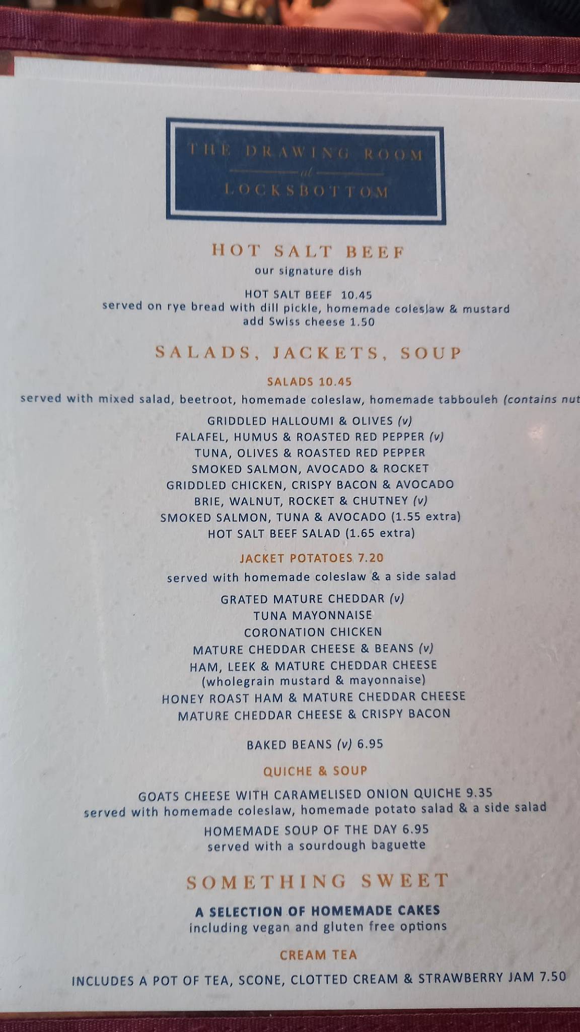 Menu at The Drawing Room of Locksbottom cafe, Orpington, 405 Crofton Rd