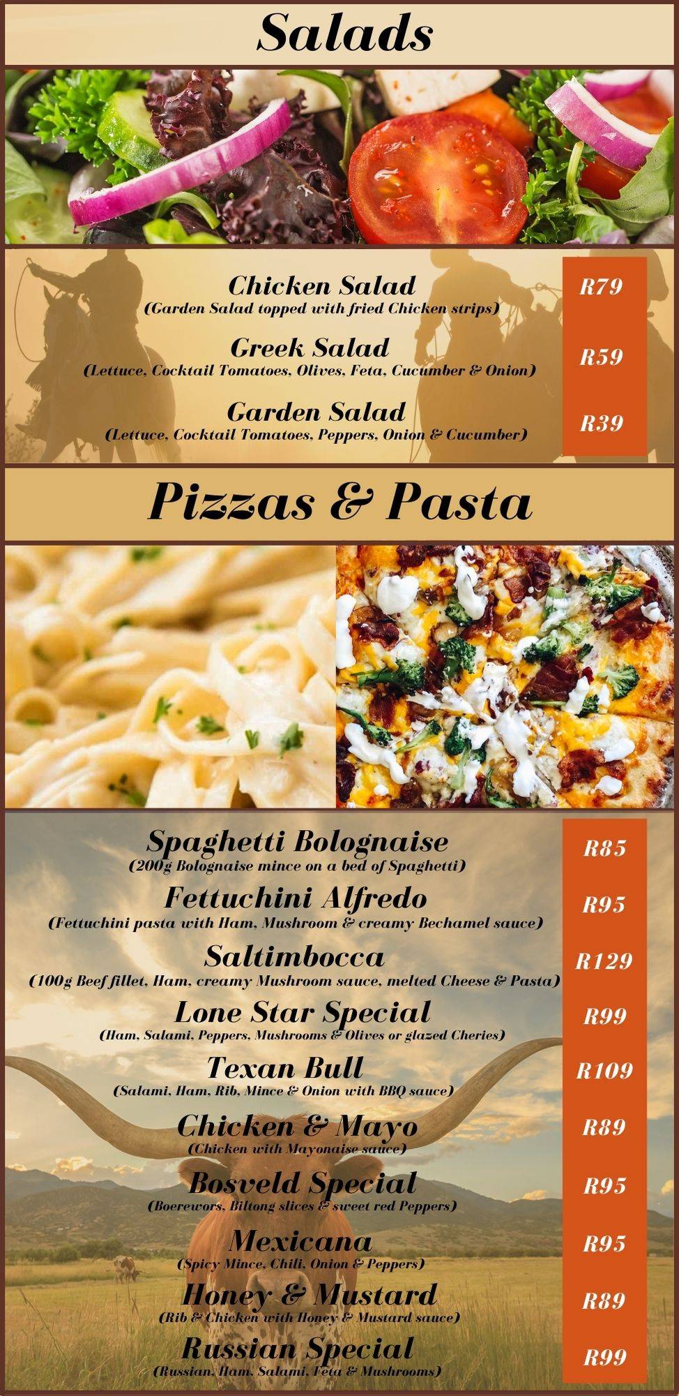 Menu at Lone Star Diner restaurant, Lephalale