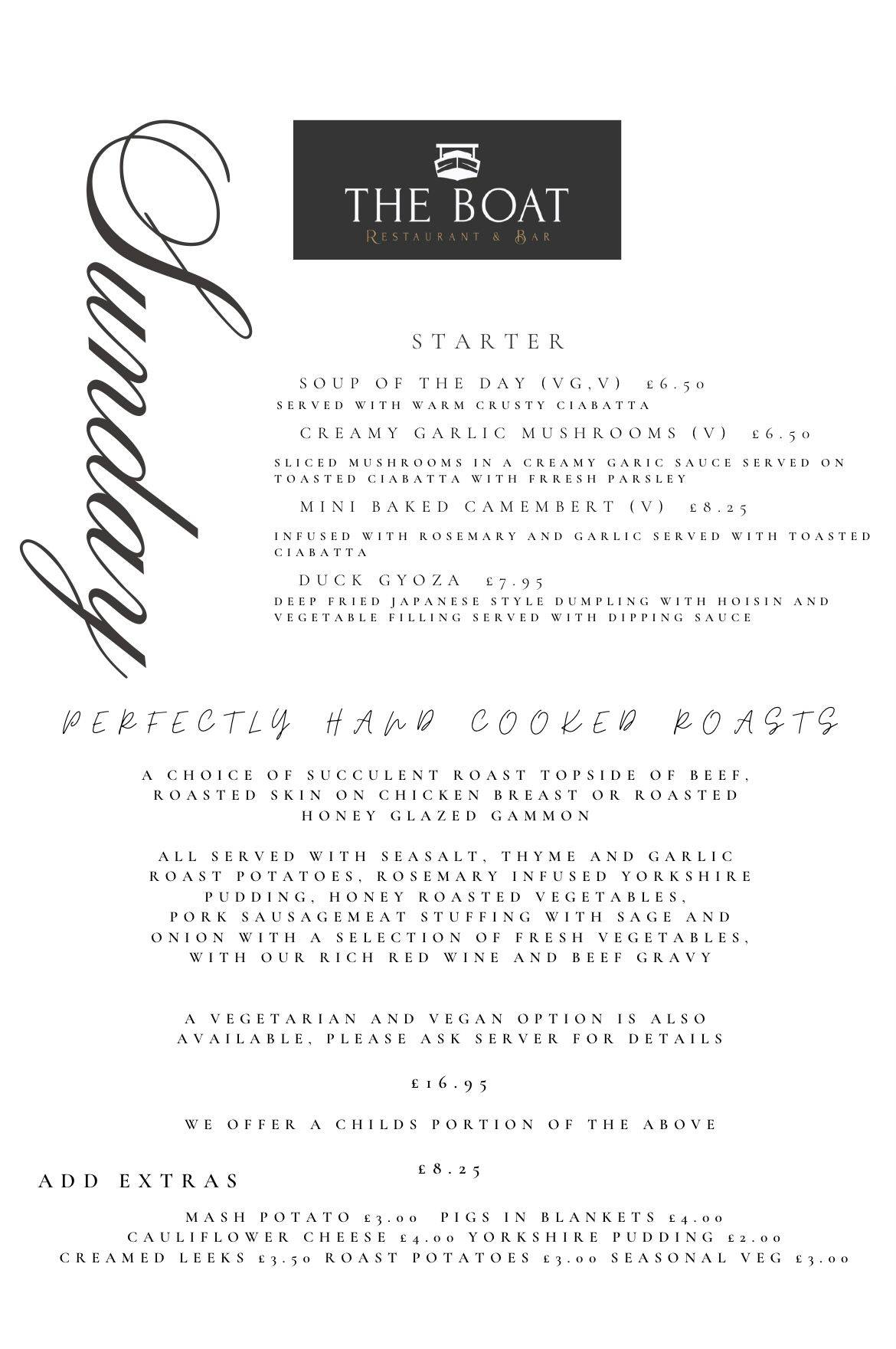 Menu at The Boat Inn Bar and Restaurant, Long Itchington, Birdingbury Wharf