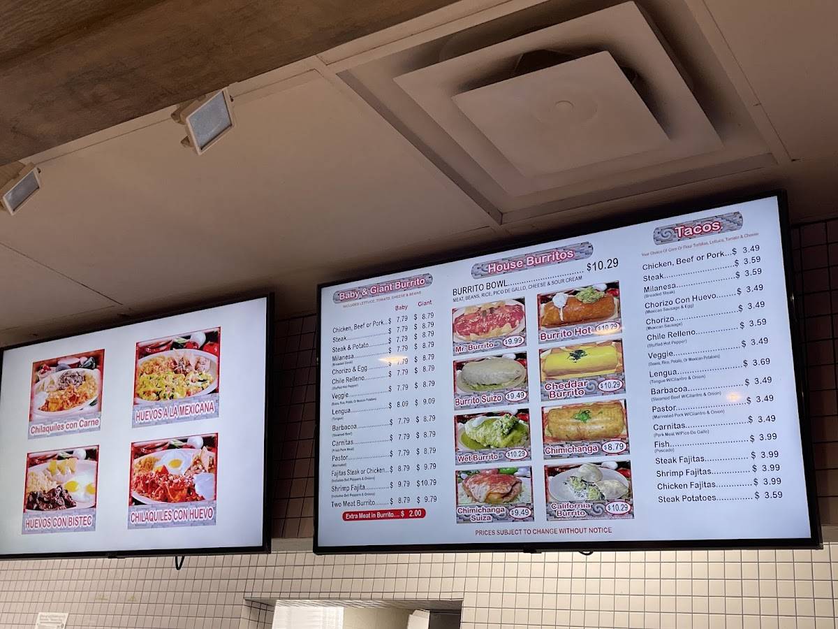 Menu at Los 3 Burritos restaurant, Diamond, E Division St