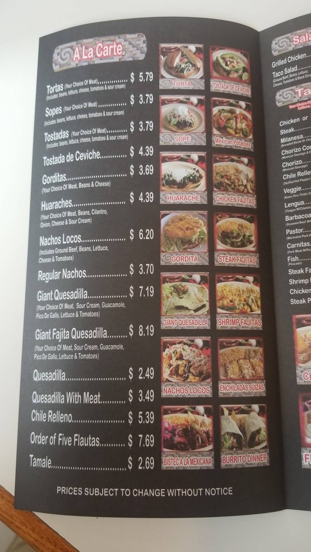 Menu at Los 3 Burritos restaurant, Diamond, E Division St