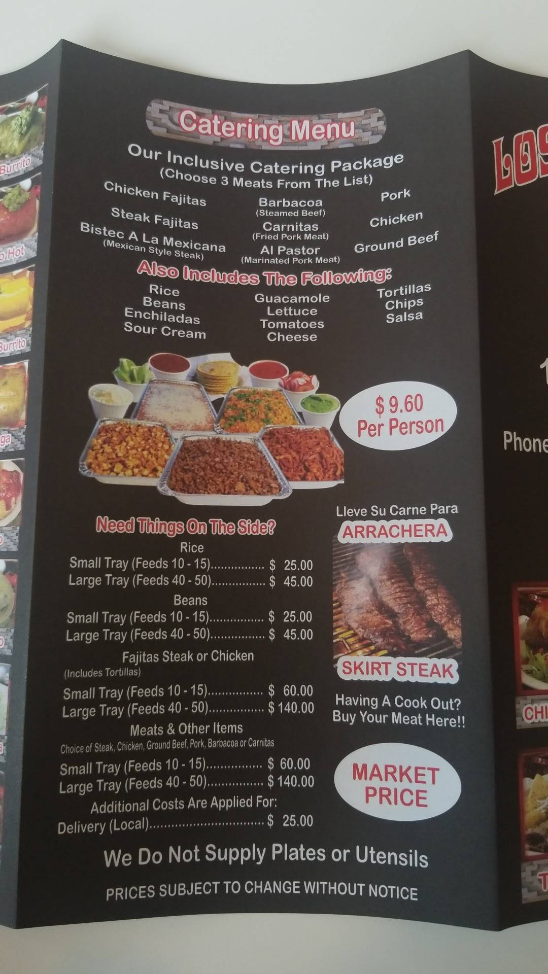 Menu at Los 3 Burritos restaurant, Diamond, E Division St