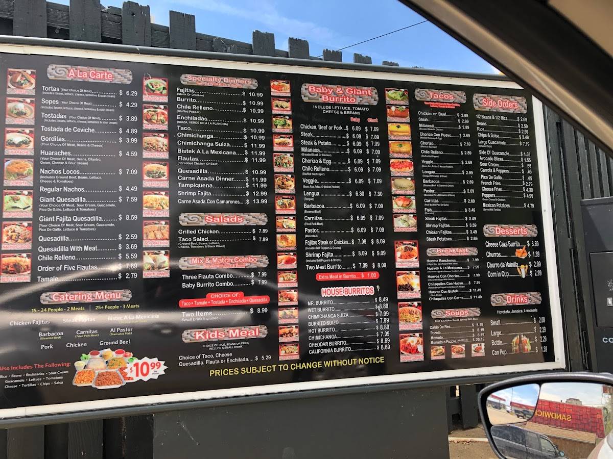 Menu at Los 3 Burritos restaurant, Diamond, E Division St