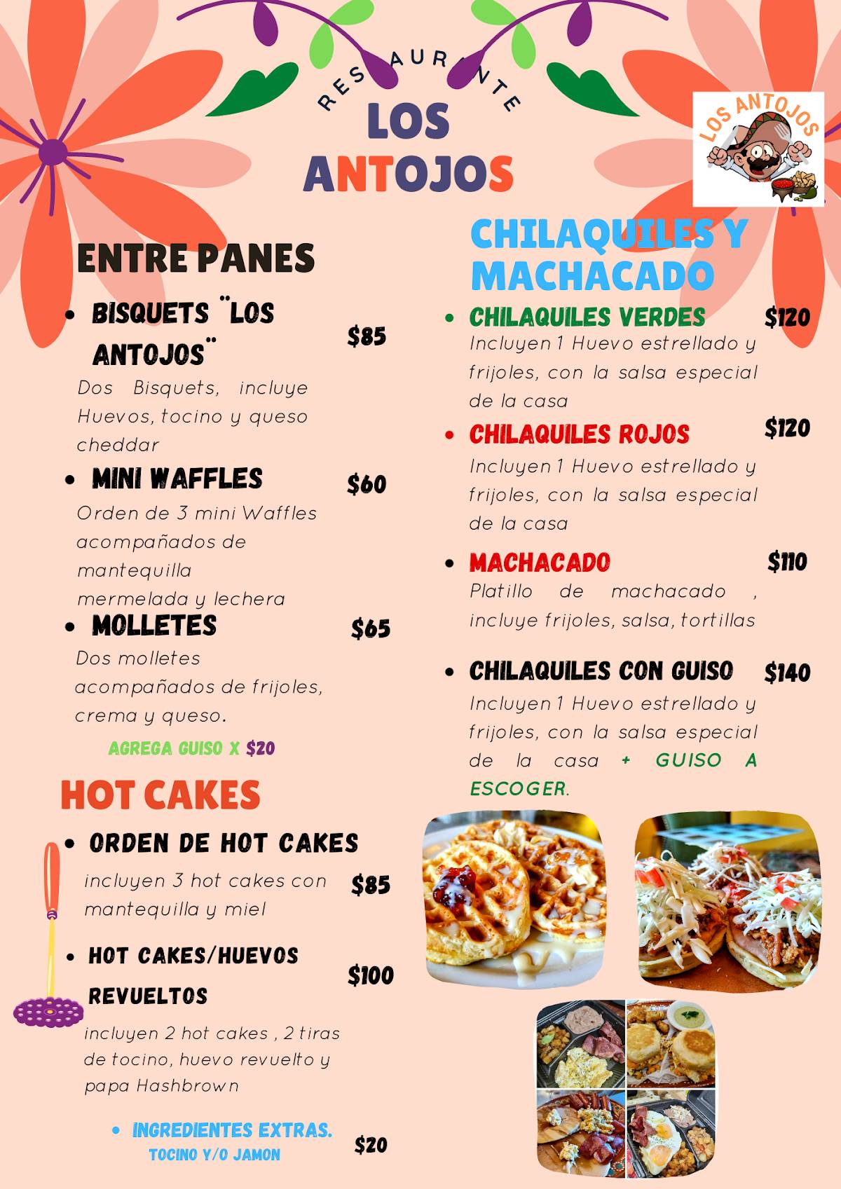 Menu at Los Antojos restaurant, Ciudad Acuña
