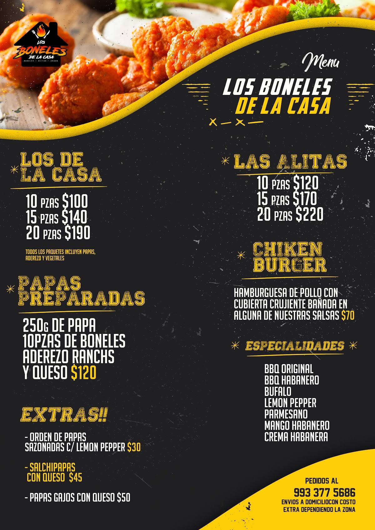 Menu at Los Boneles de la Casa restaurant, Villahermosa
