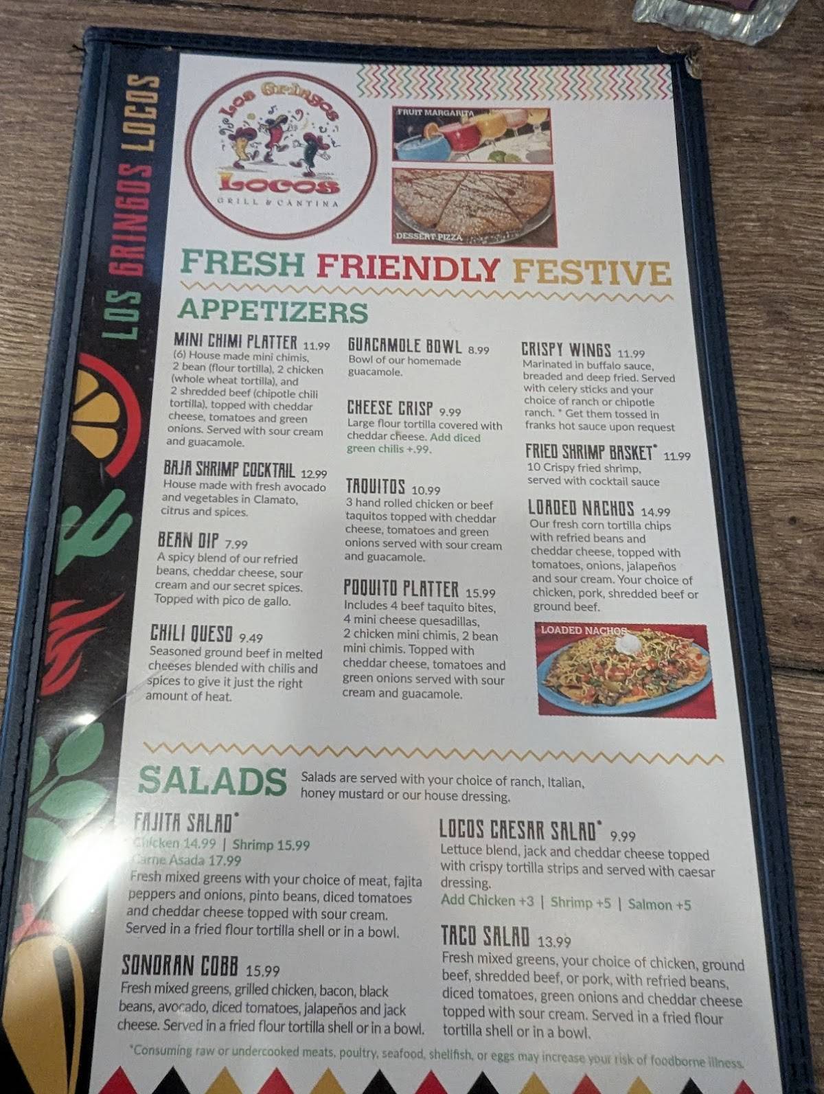 Menu at Los Gringos Locos restaurant, Apache Junction