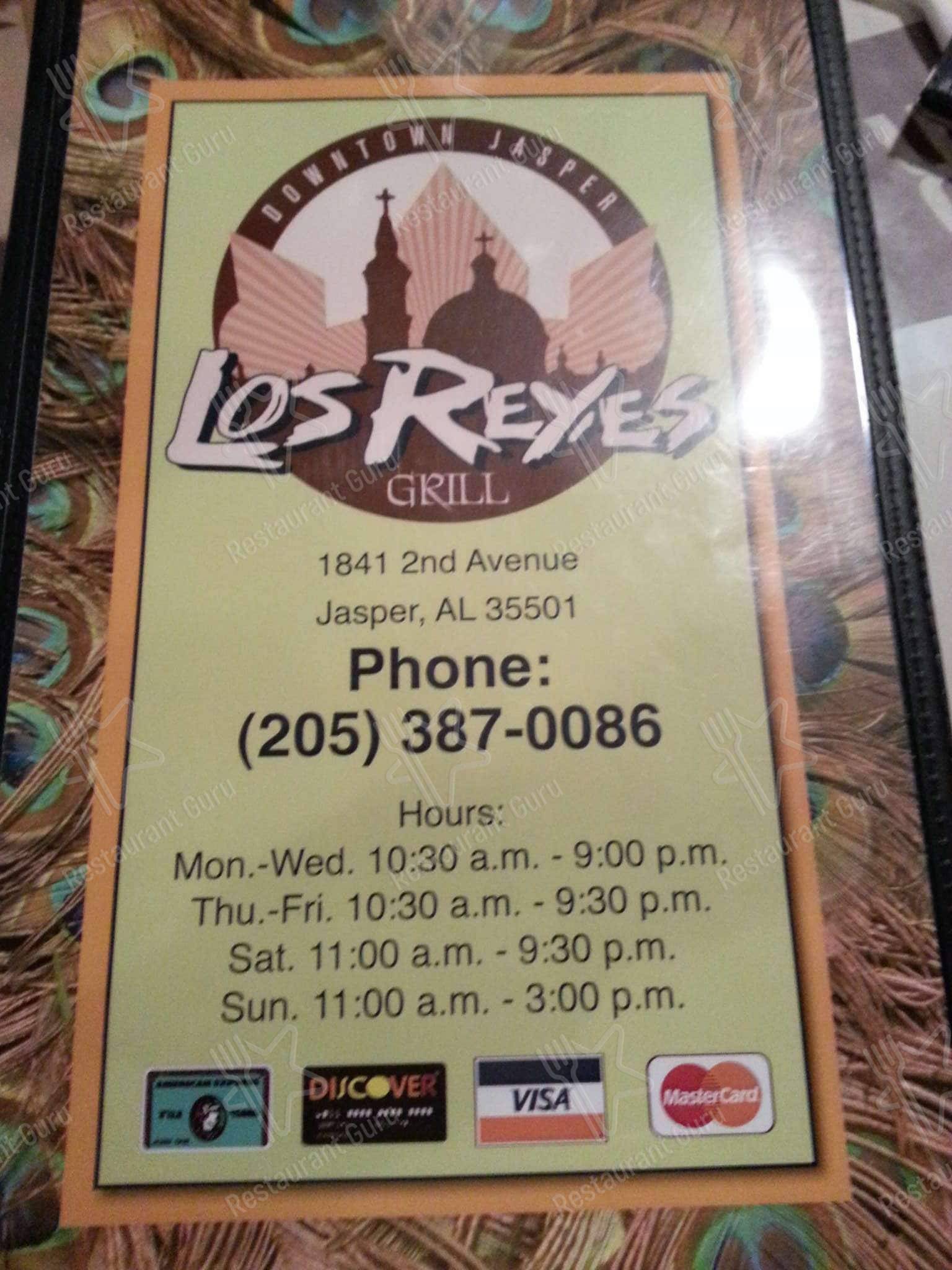 Menu at Los Reyes Grill Llc pub & bar, Jasper