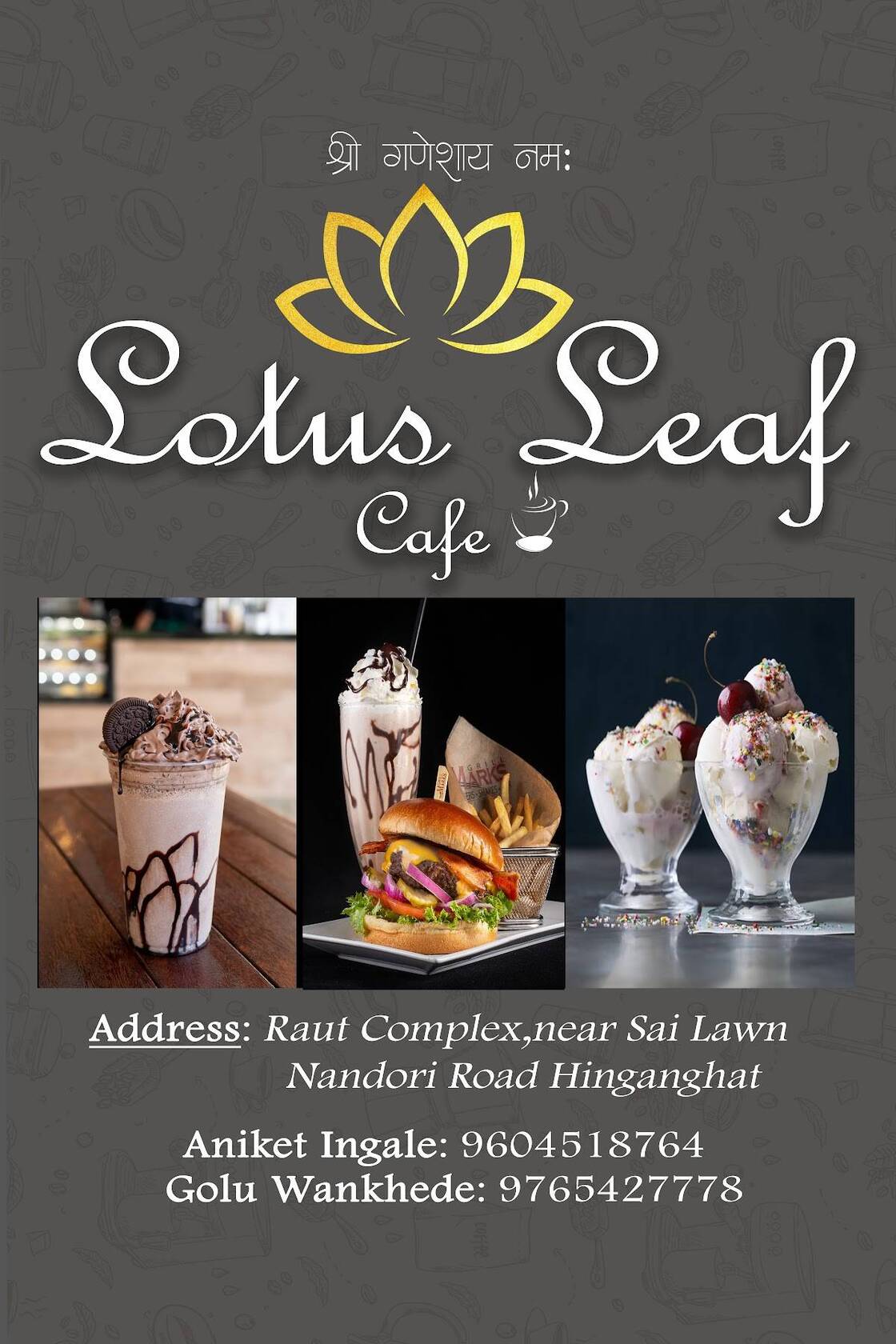 Menu at Lotus leaf cafe, Hinganghat