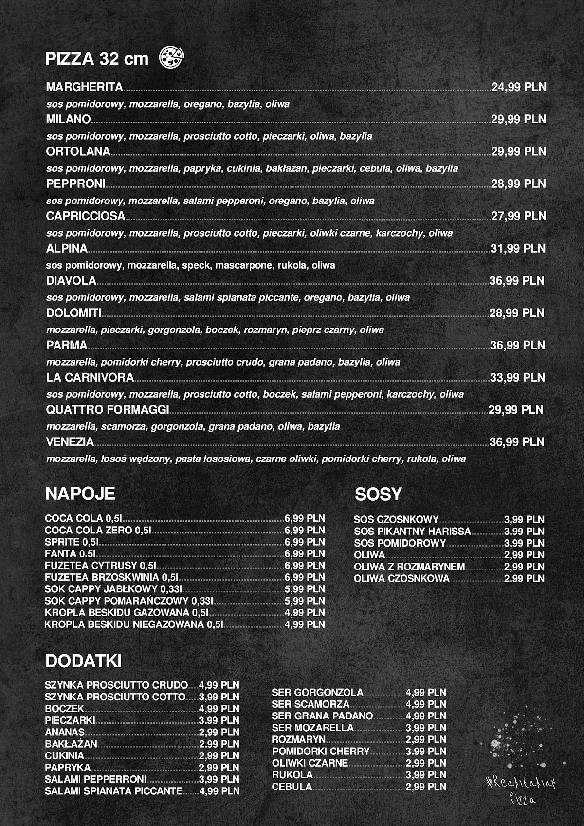 Menu at Love IT Pizza Arkadia restaurant, Warsaw