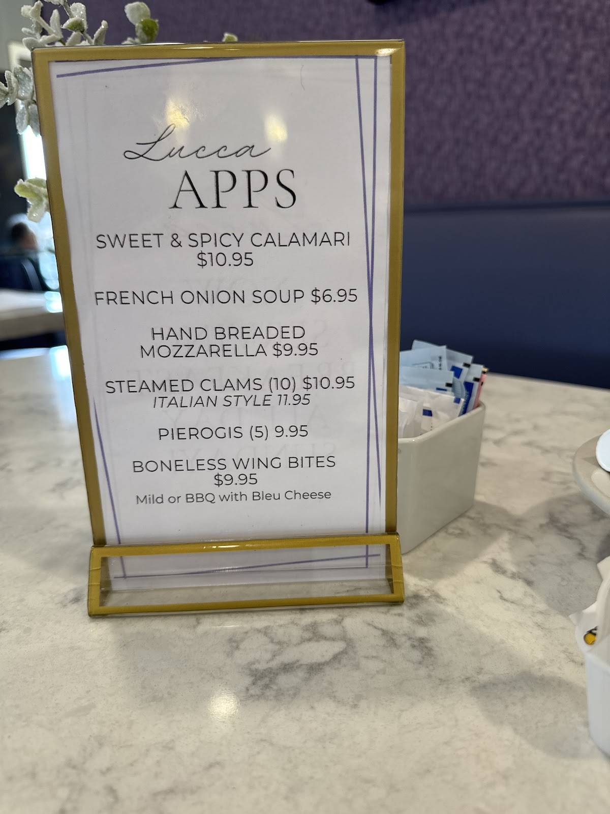 Menu at Lucca Restaurant, Taylor