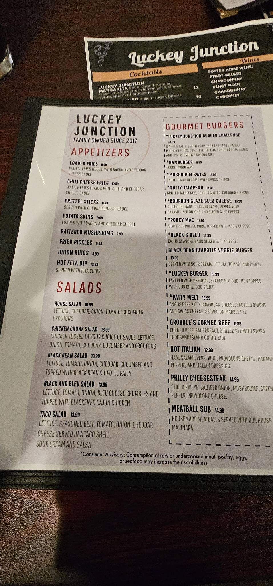 Menu at Luckey Junction restaurant, Luckey