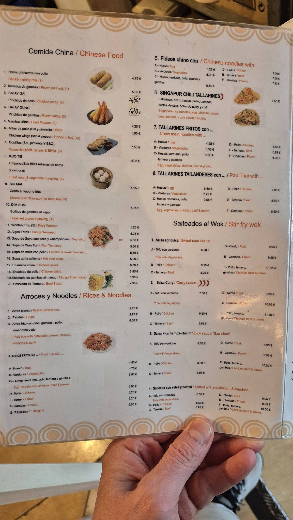Carta de Lucky Bar, San Luis de Sabinillas