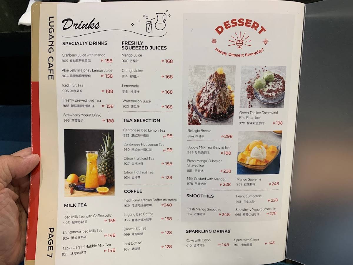 Menu at Lugang Cafe SM Aura, Taguig, SM Aura Premier