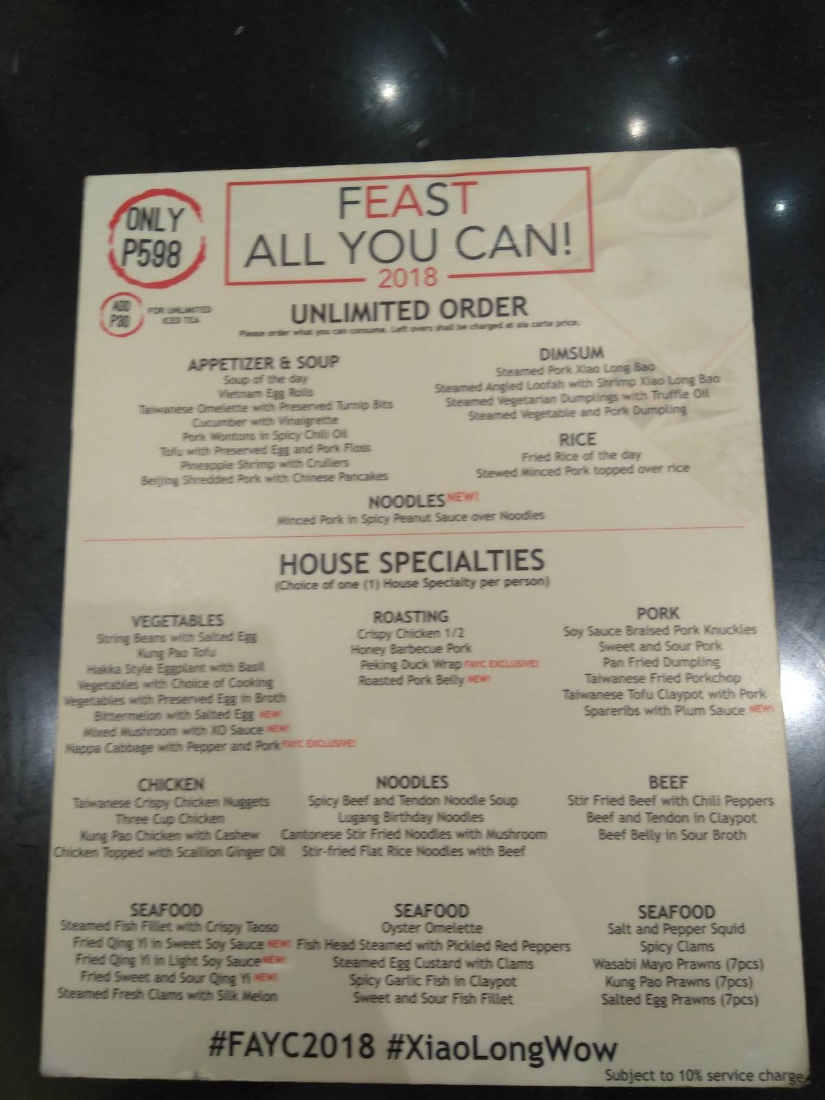 Menu at Lugang Cafe SM Aura, Taguig, SM Aura Premier