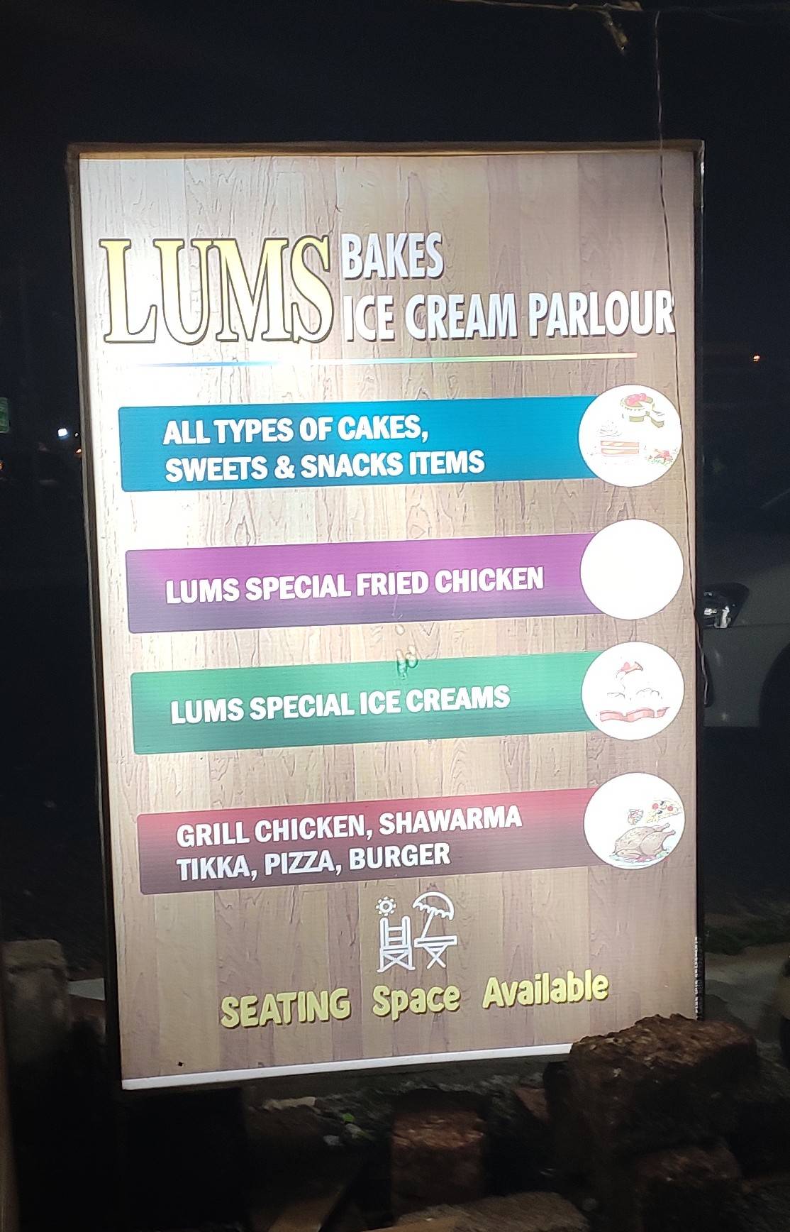 Menu at Lums Bakery, Kanhangad