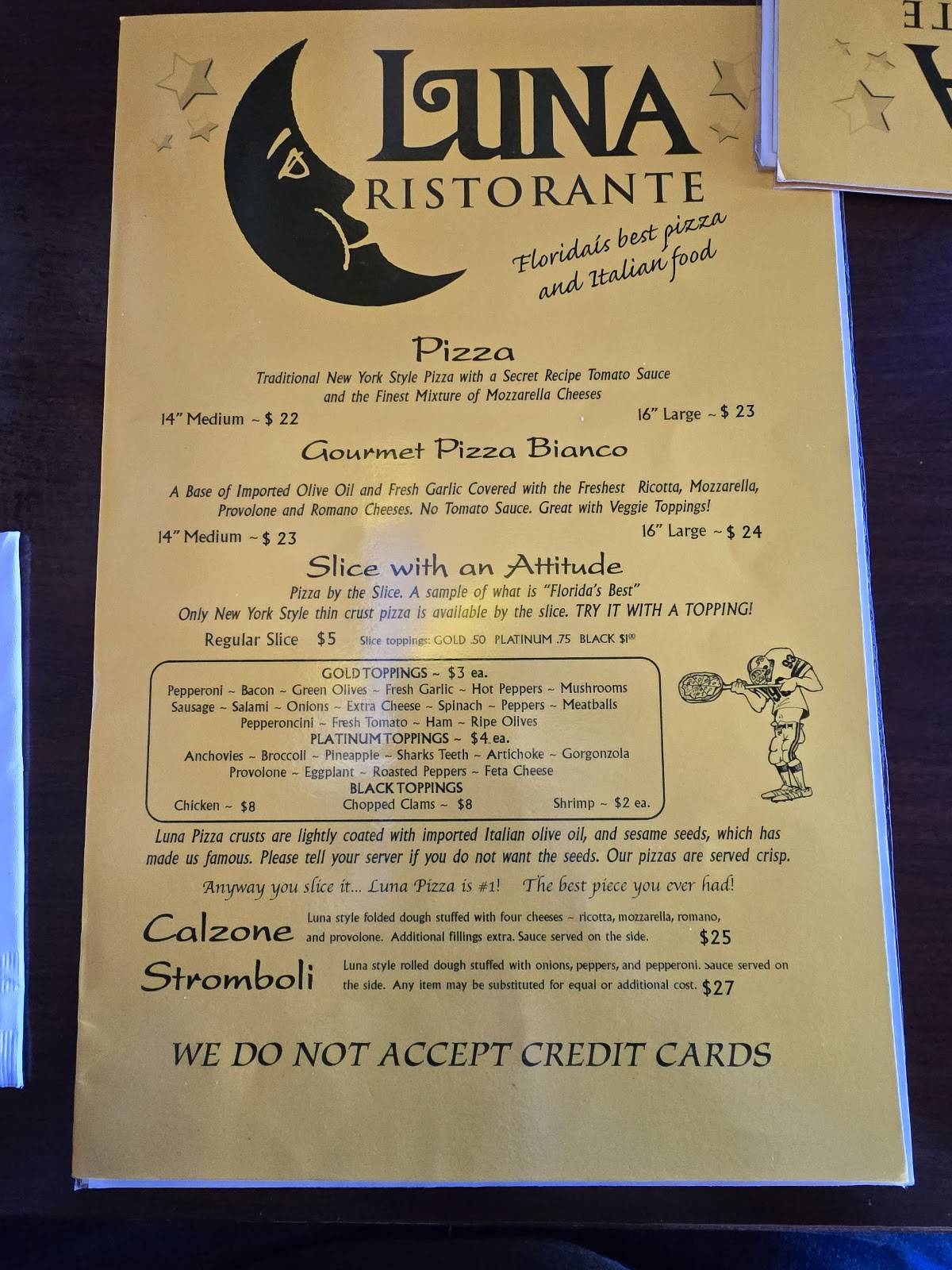 Menu at Luna Restaurant, Venice
