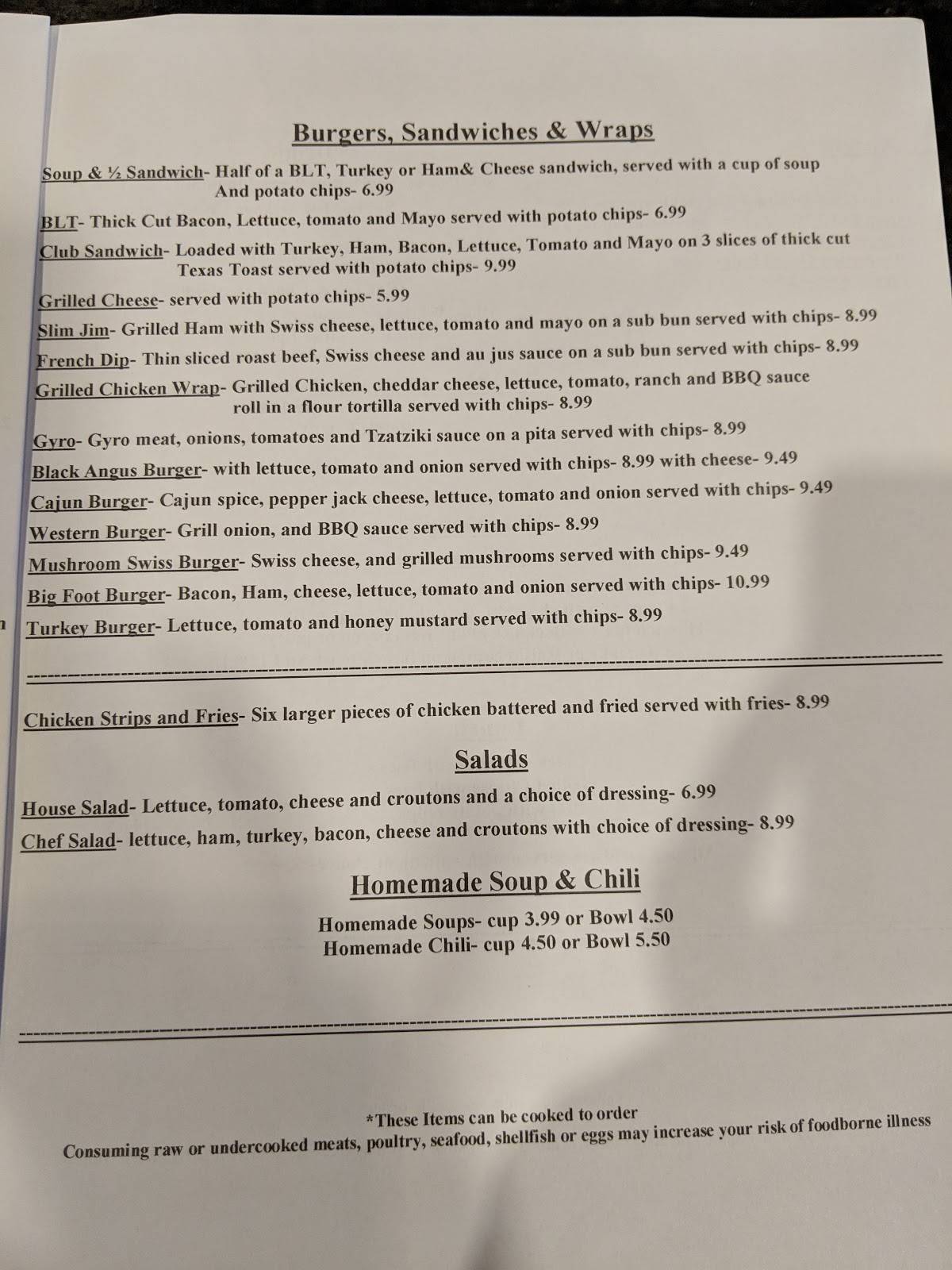Menu at Lynn's on First cafe, Brighton