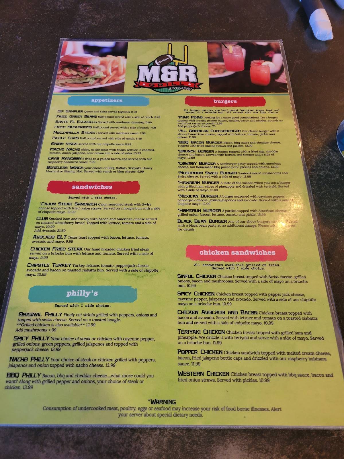 Menu at M & R Grill steakhouse, Abilene