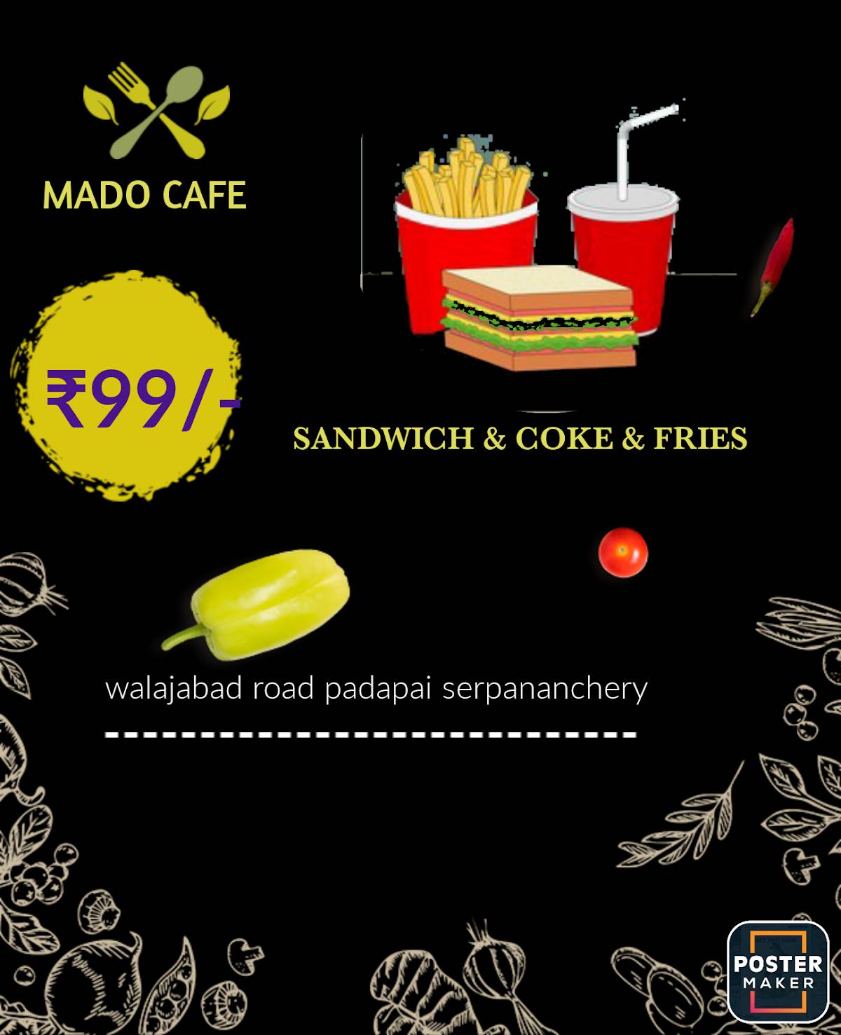 Menu at MADO CAFE, Padapai