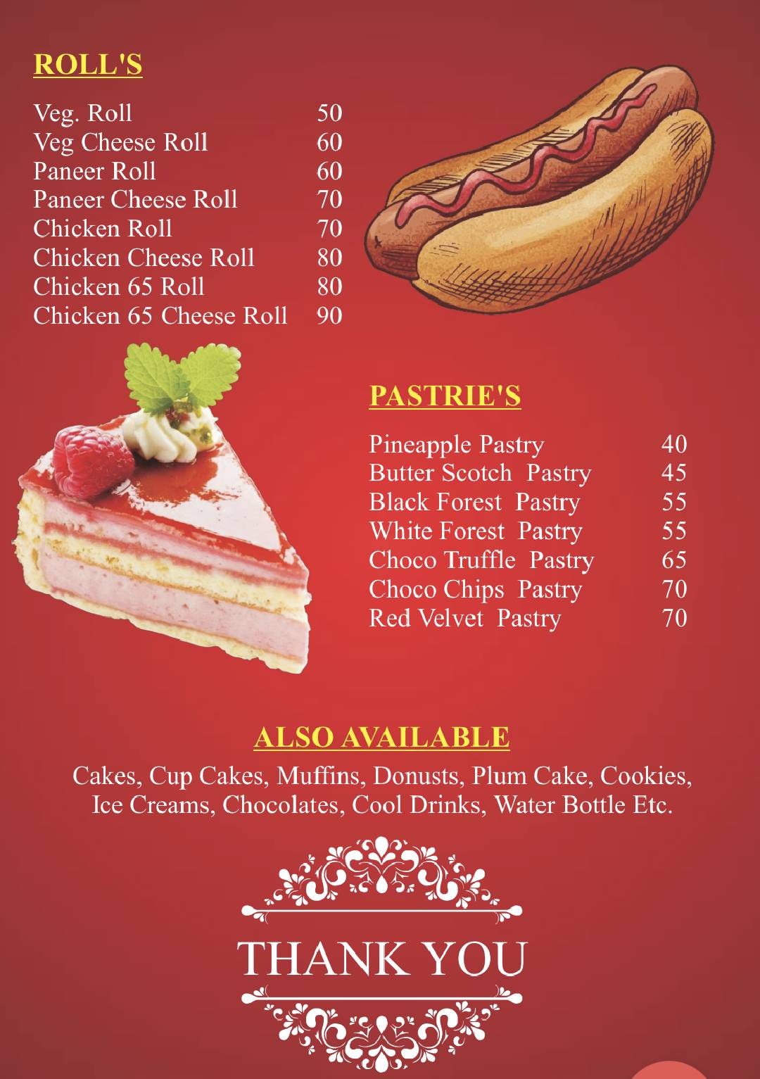 Menu at MAGS Bakes, Hyderabad