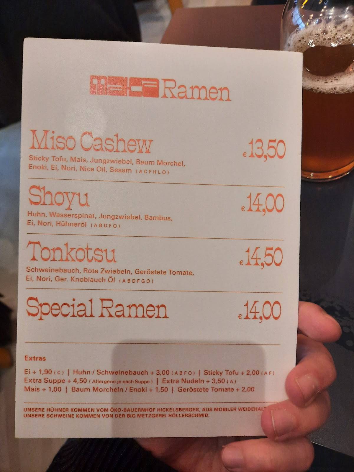 Speisekarte von MAKA Ramen restaurant, Wien