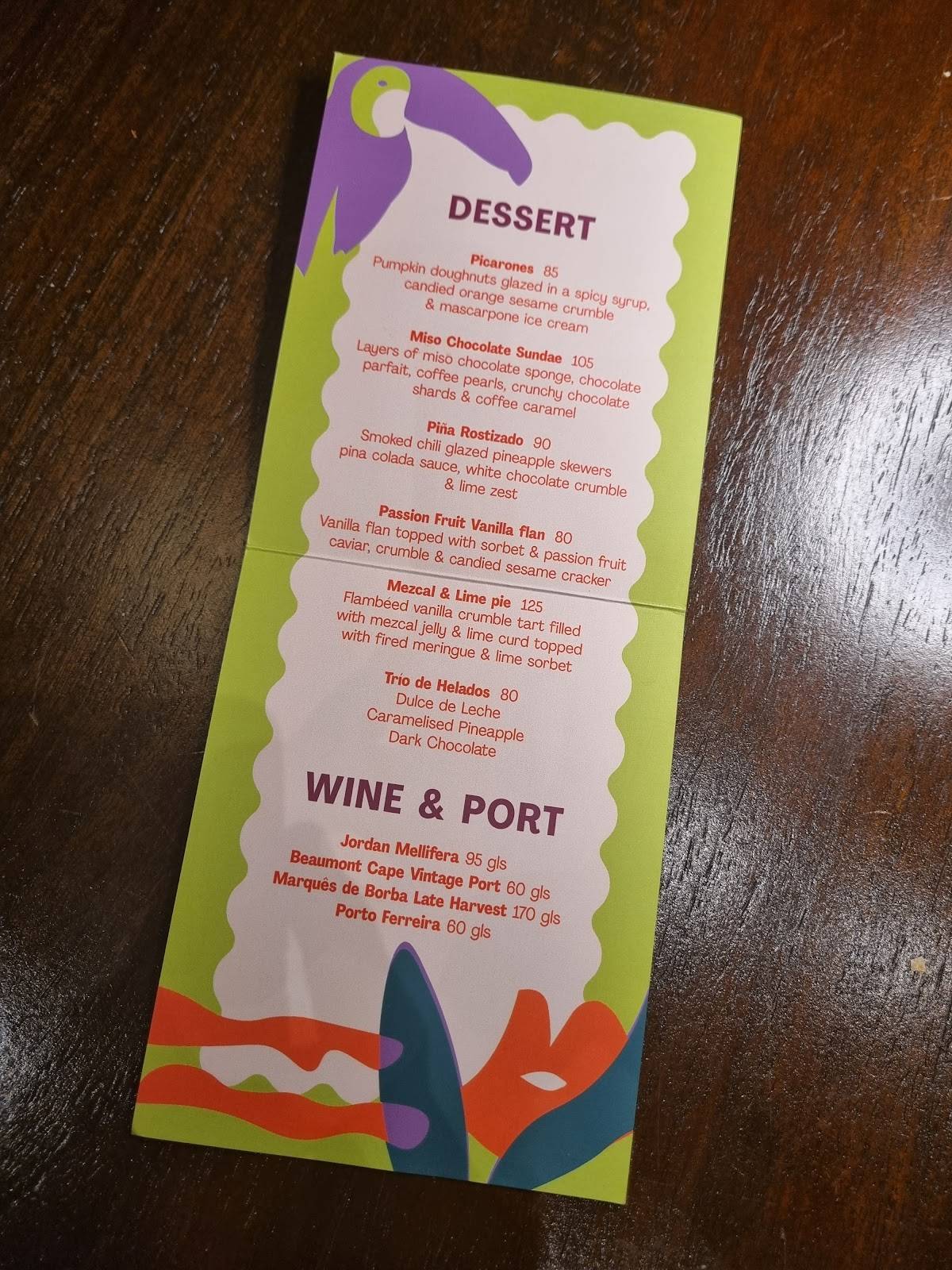 Menu at MAMASAMBA pub & bar, Johannesburg