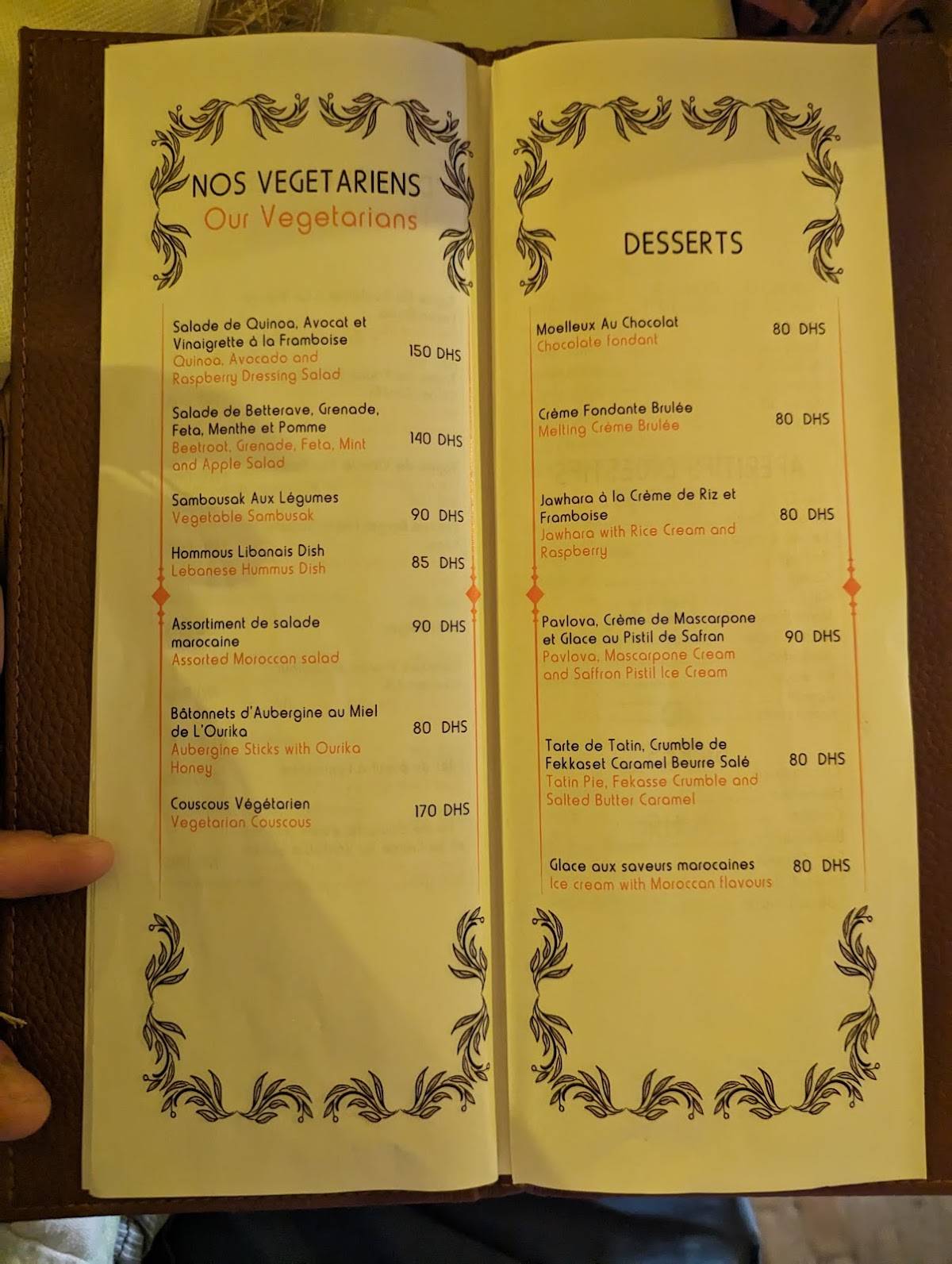 Carta del restaurante MK Rooftop Marrakech, Marrakech