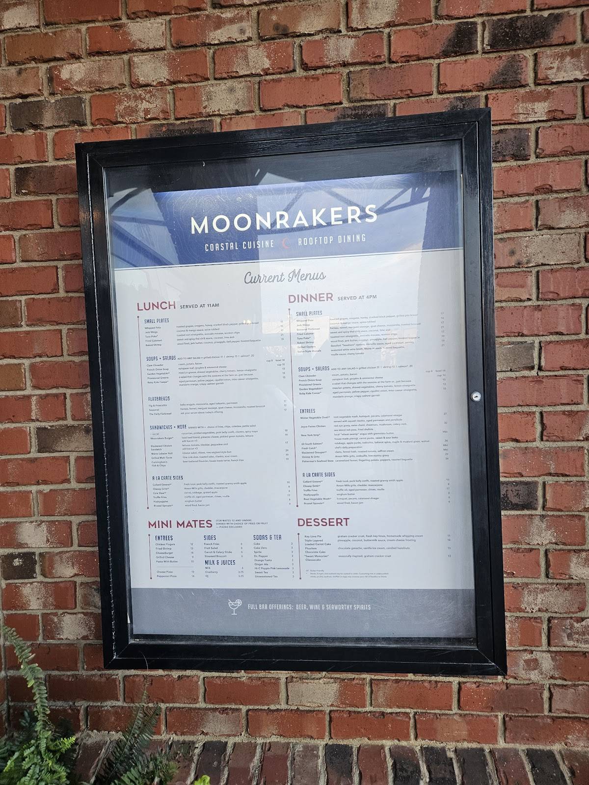 Menu at MOONRAKERS restaurant, Beaufort