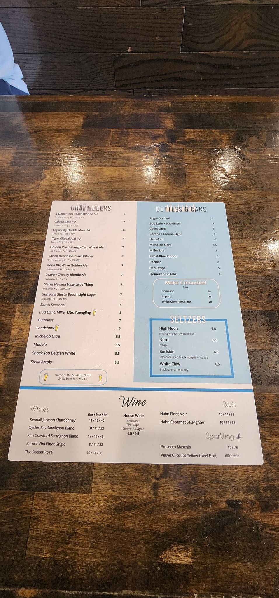 Menu at MVP - My Village Pub, Siesta Key, Ocean Blvd