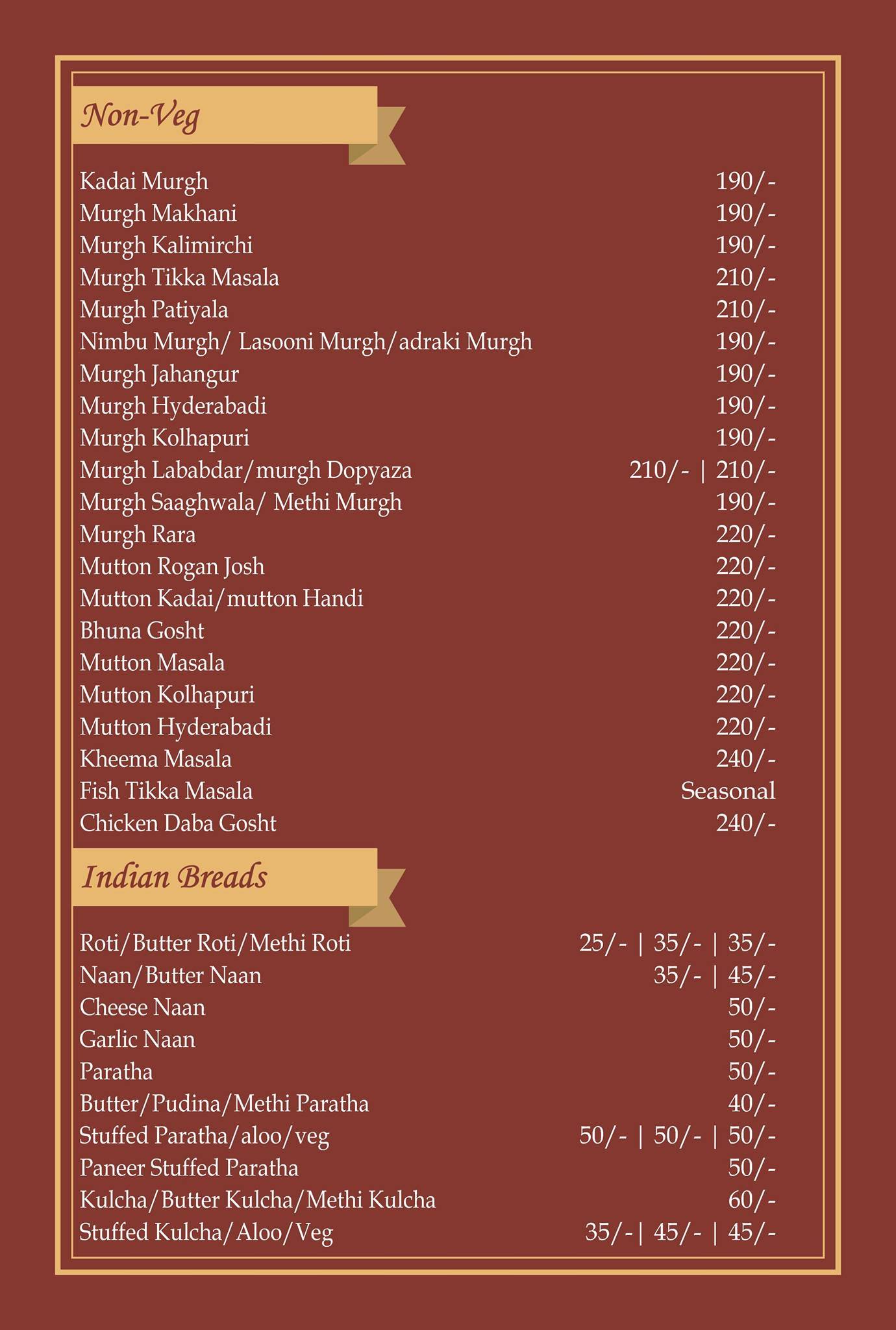 Menu at Machli Family Restaurant, Bengaluru