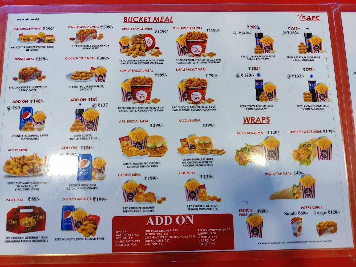 Menu at The AFC American fried Chicken (Madikeri), Madikeri