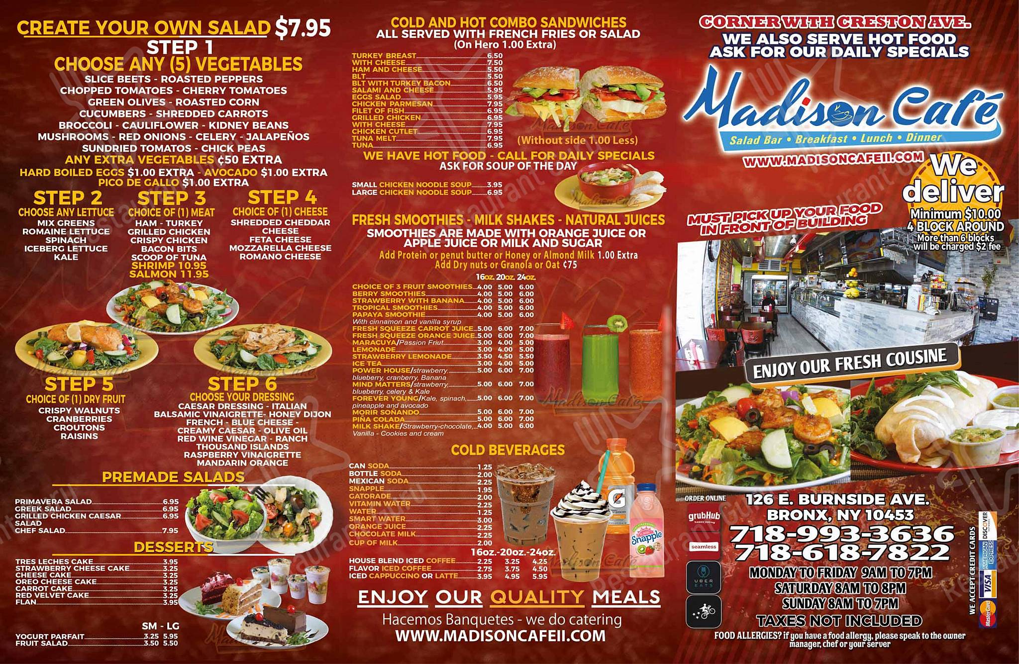 Menu at Madison Cafe, New York City, 126 E Burnside Ave