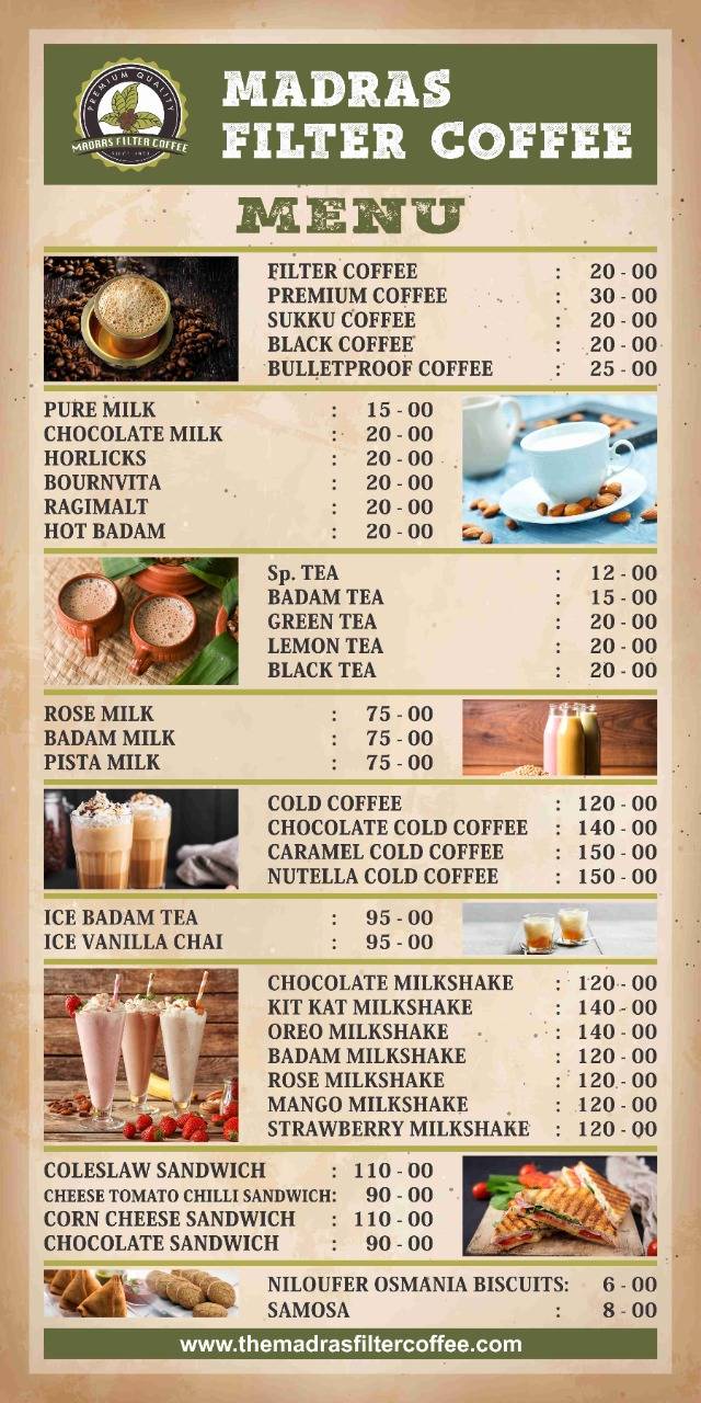 Menu at Madras Filter Coffee, Vijayawada, 1