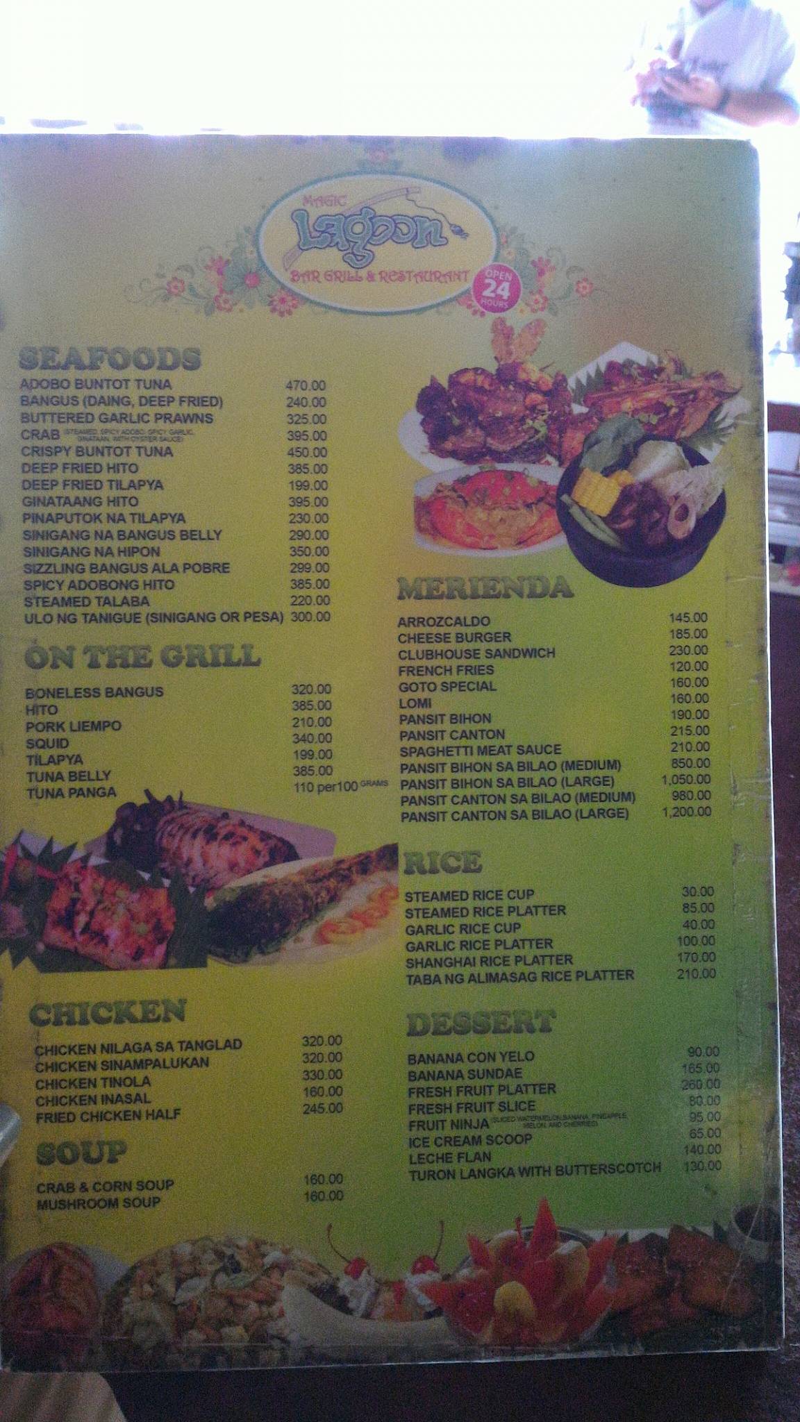 Menu at Magic Lagoon Bar, Subic Bay Freeport Zone, Bldg. 716