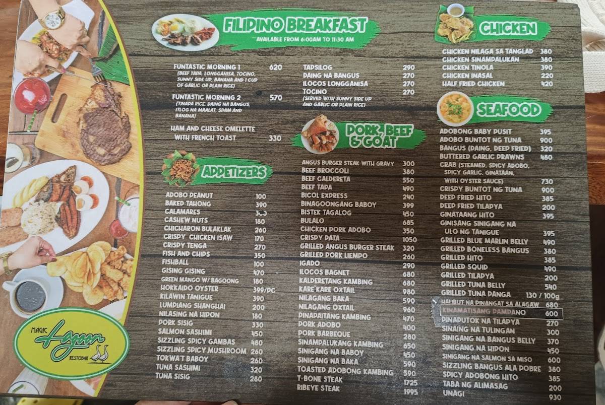 Menu at Magic Lagoon Bar, Subic Bay Freeport Zone, Bldg. 716