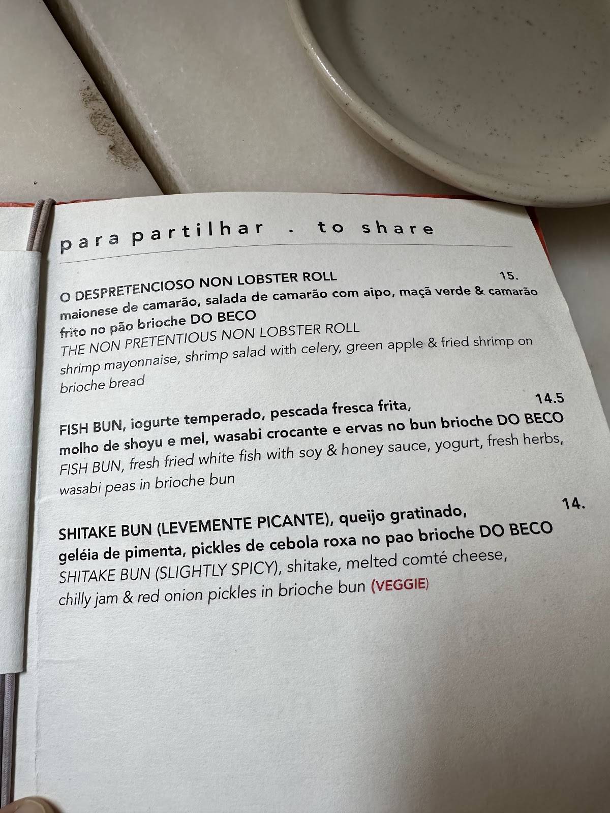 Menu at Magnolia Bistrot & Winebar, Lisbon