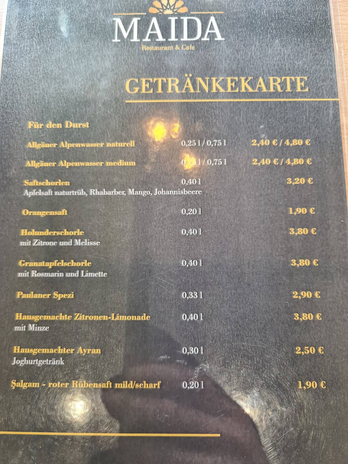 Speisekarte von Maida Restaurant & Café, Penzberg