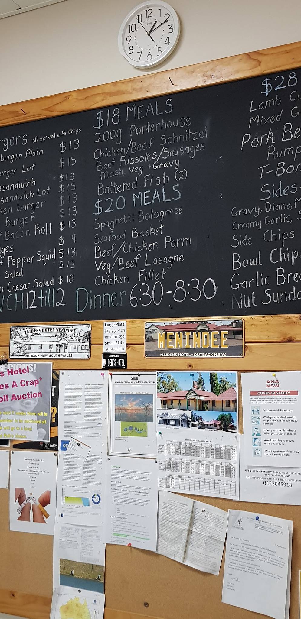 Menu at Maidens Hotel pub & bar, Menindee