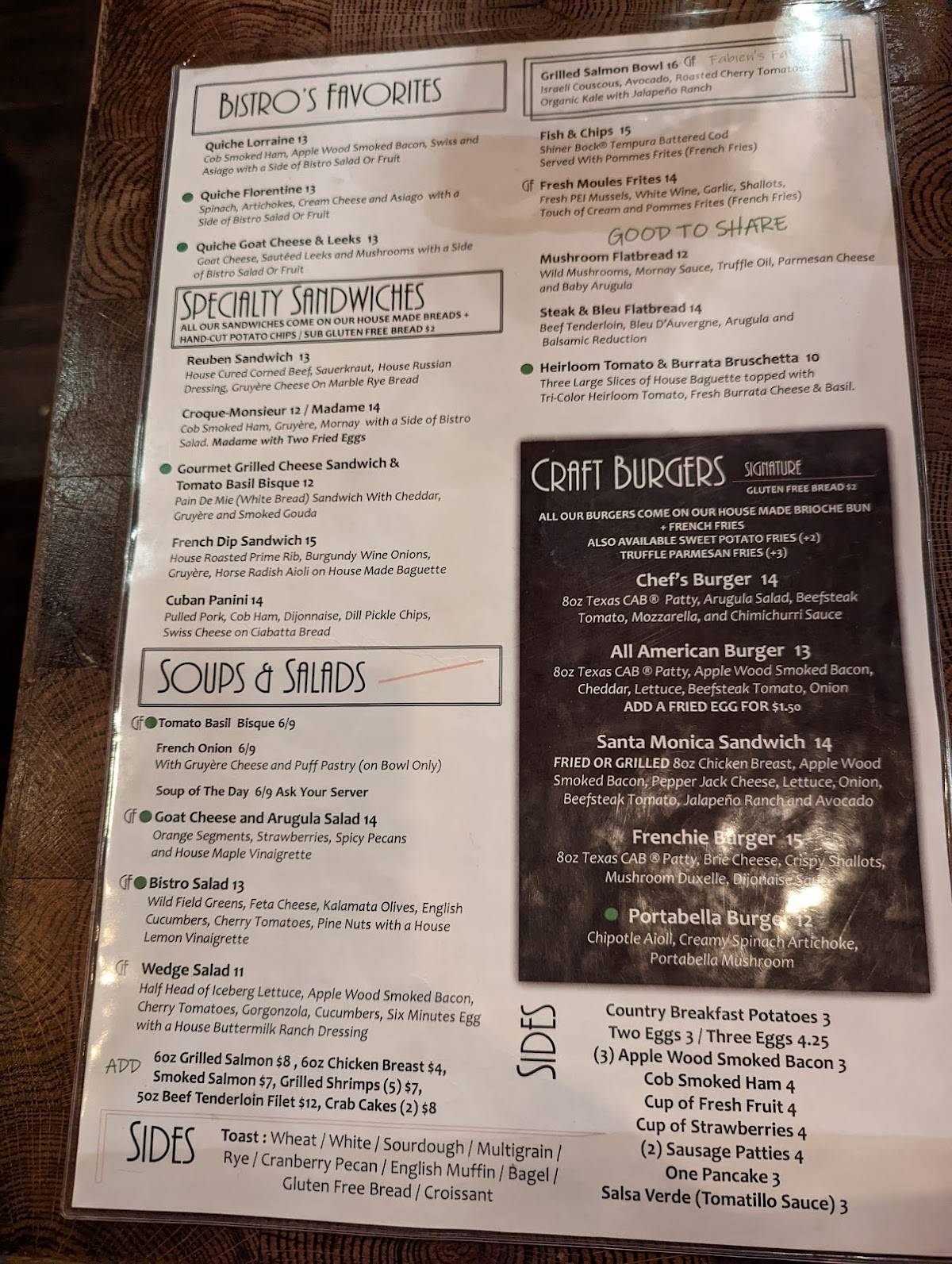 Menu at Main Street Bistro & Bakery, Grapevine, 316 S Main St