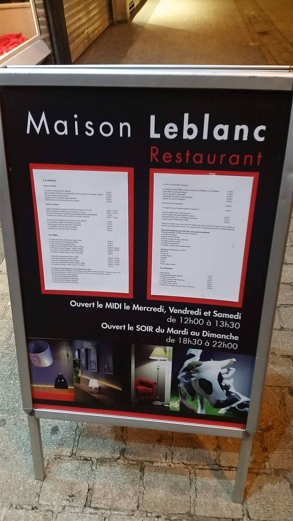 Speisekarte von Maison Leblanc (Restaurant & Boucherie), Luttich, Rue ...