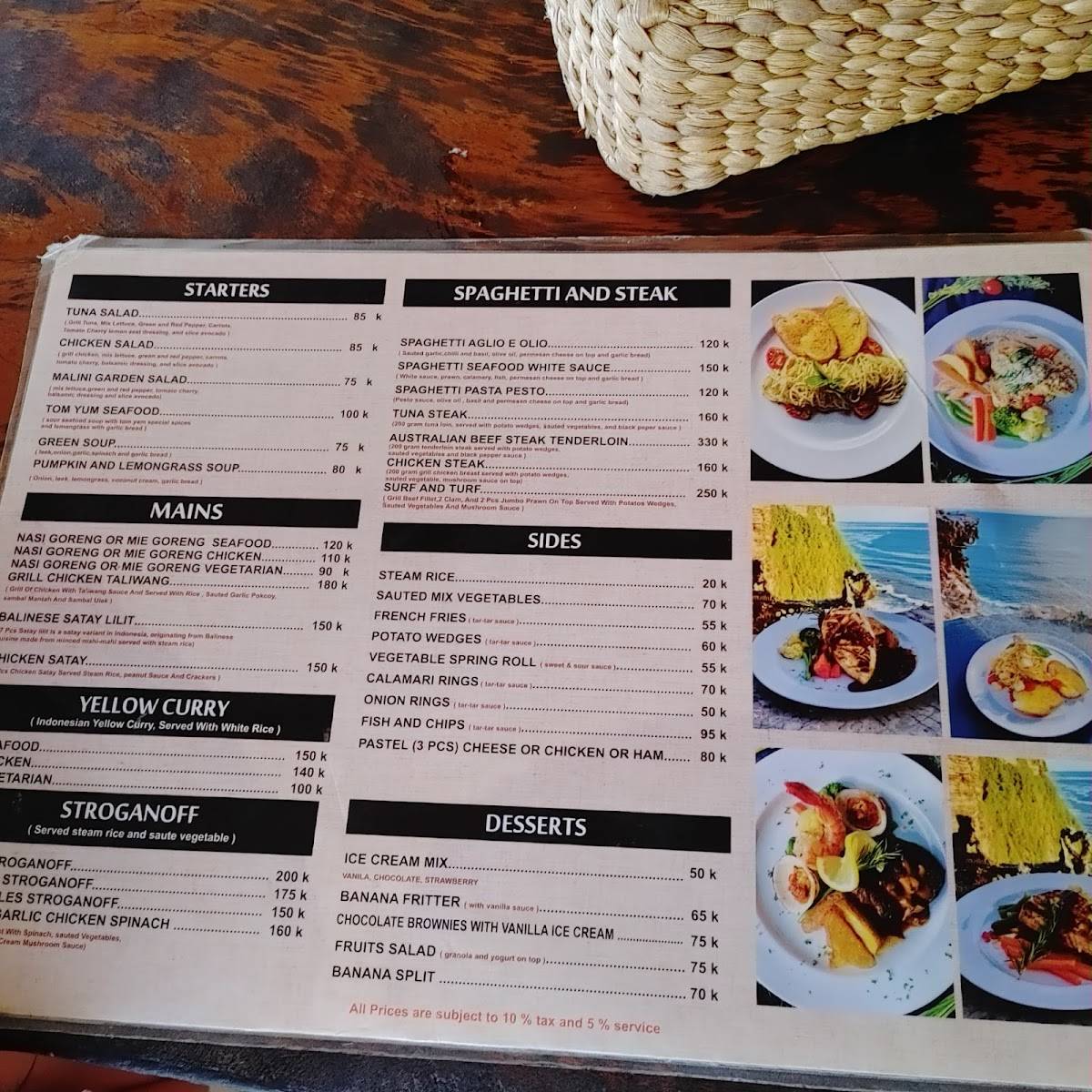 Menu at Malini Uluwatu - SEAFOOD & SUNSET restaurant, Jimbaran