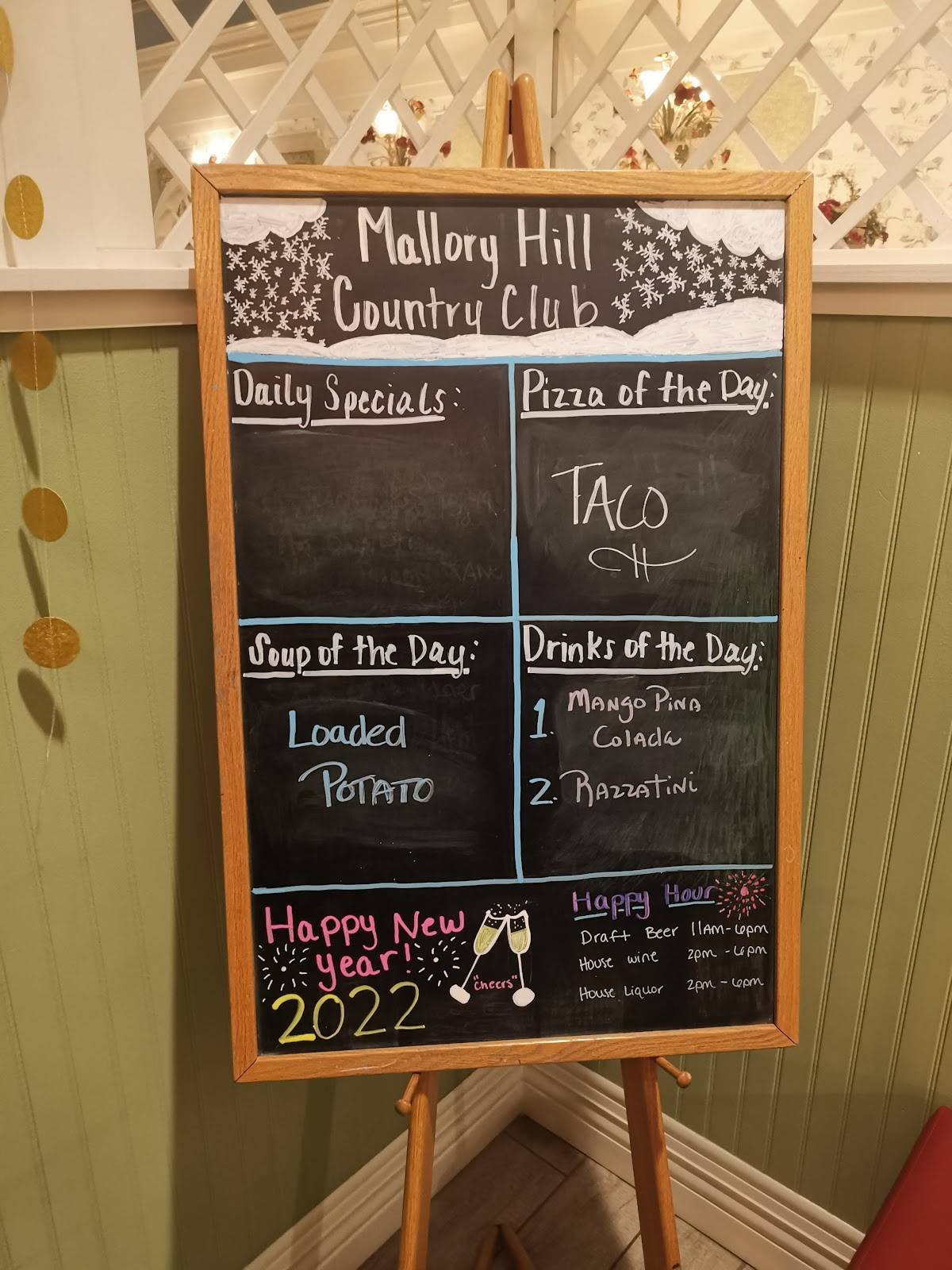 Menu at Mallory Hill Country Club, The Villages