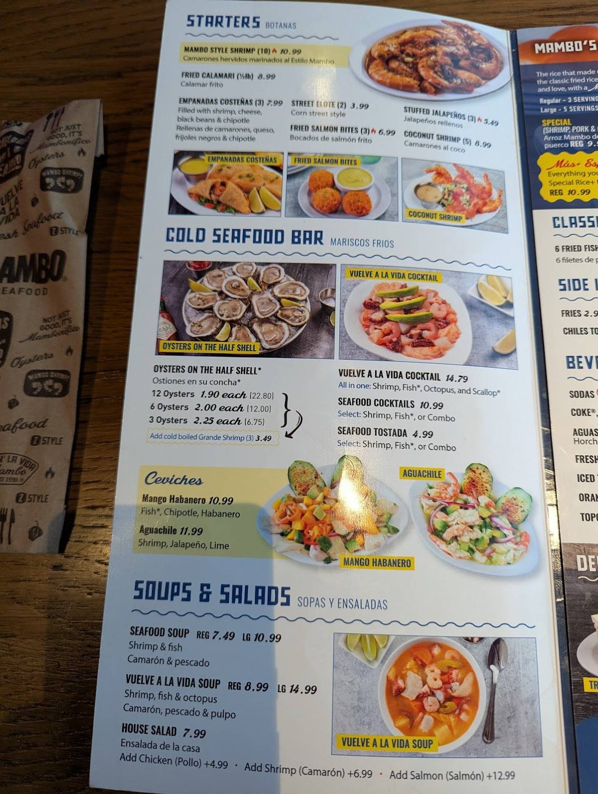 Menu at Mambo Seafood restaurant, Houston, North Fwy
