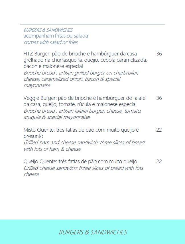 Menu em Bistro Fitz Carraldo restaurante, Manaus