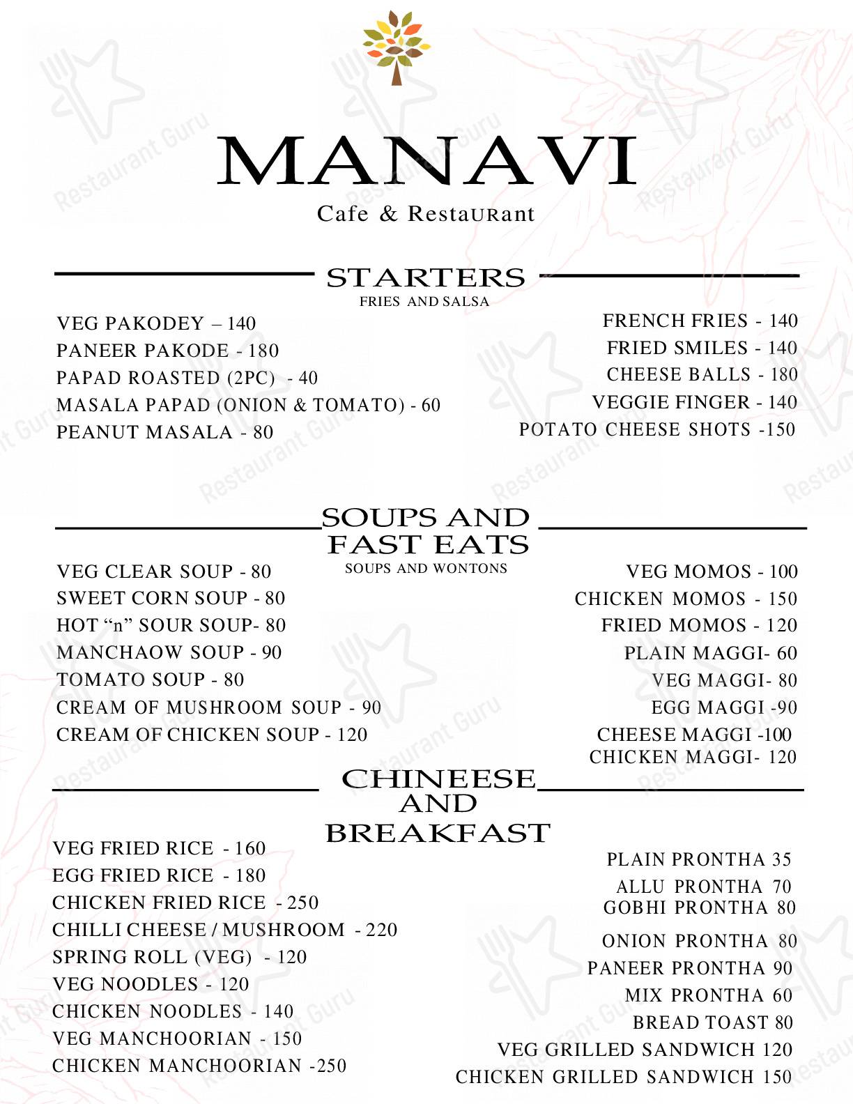 Menu at Manavi Cafe & Food, Kasauli